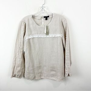 J. Crew | Tops | J Crew Embroidered Linen Top | Poshmark